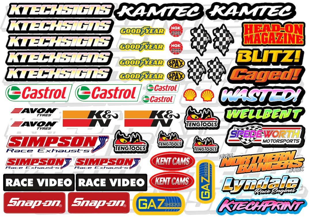 Rc Racing 1/12 A5 Filler Sheet Stickers Mardave Kamtec Decal Stock Car ...
