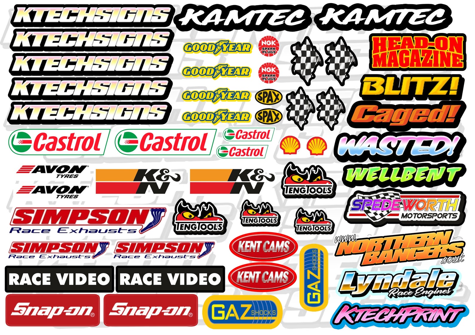 Rc Racing 1/12 A5 Filler Sheet Stickers Mardave Kamtec Decal Stock Car ...