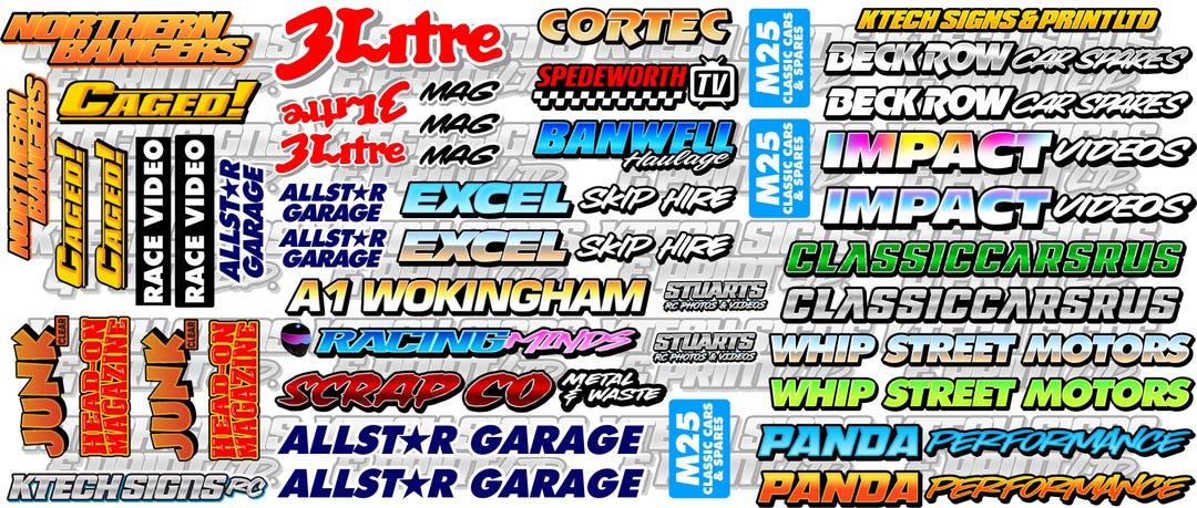 Rc Banger 1/12 Filler Sheet Stickers Mardave Kamtec Decal Banger Stock ...