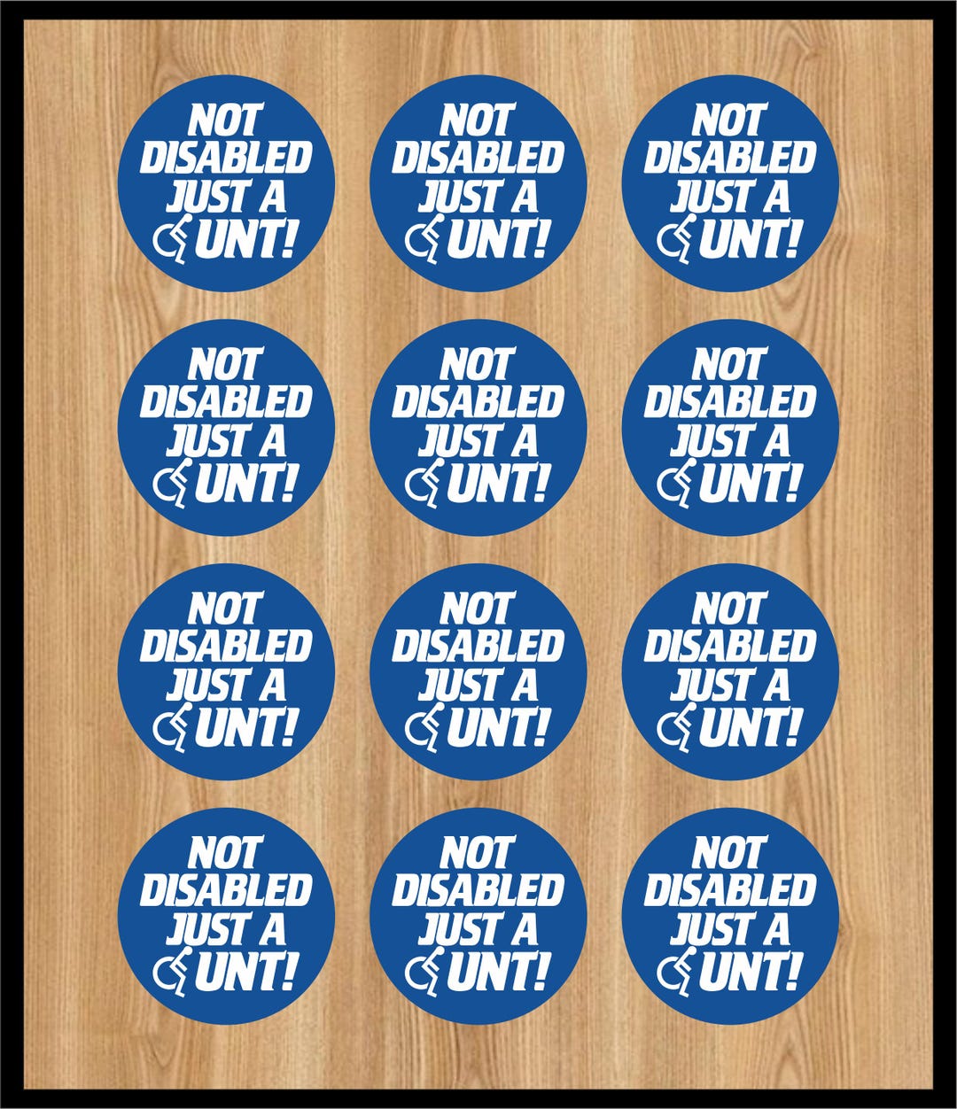 Not Disabled, Just a C*** A5 Sticker Sheet - 4.75cm Round Stickers ...