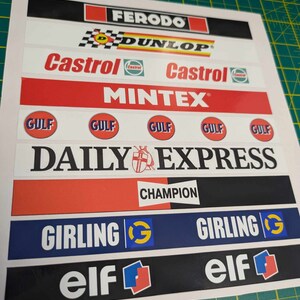 Scalextric Slot Car Decal Sticker Sheet - Model Racing 1/32 1/24 - 9x ...