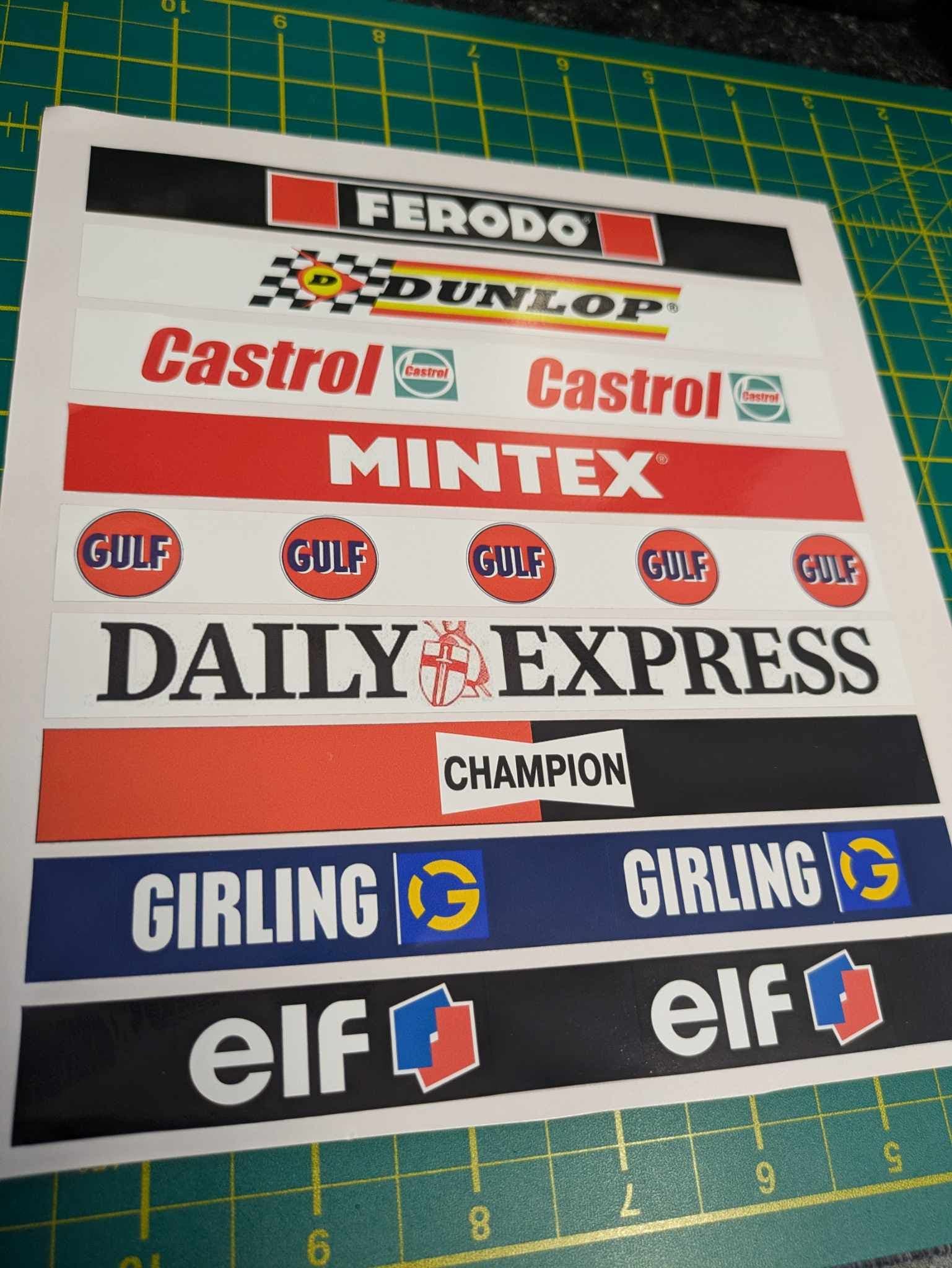 Scalextric Slot Car Decal Sticker Sheet - Model Racing 1/32 1/24 - 9x ...