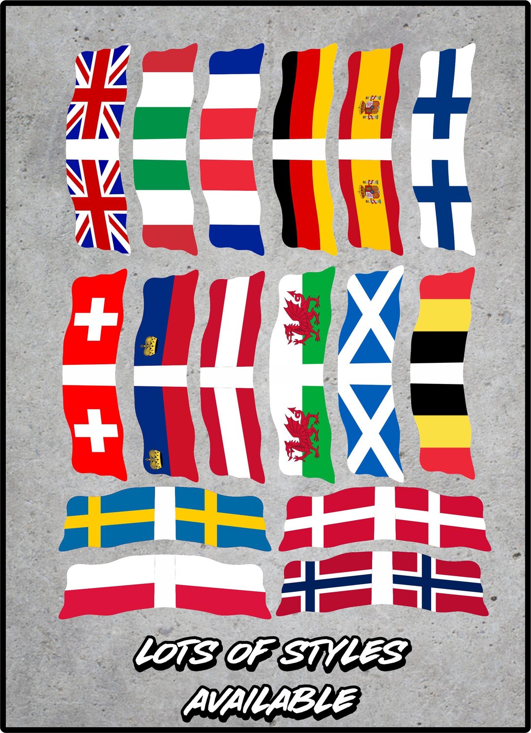 Slot Car Scalextric Flag Scenery Stickers Decals 1/32 X 16 Mixed Styles ...