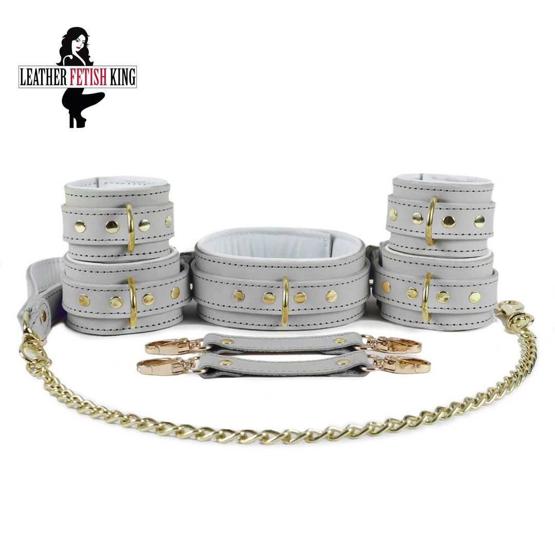 Leather BDSM Restraints Harness Set for Women/men-handmade Padded Wrist ...