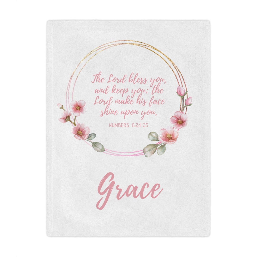 The Lord Bless You Pink Floral Blanket Personalized - Etsy