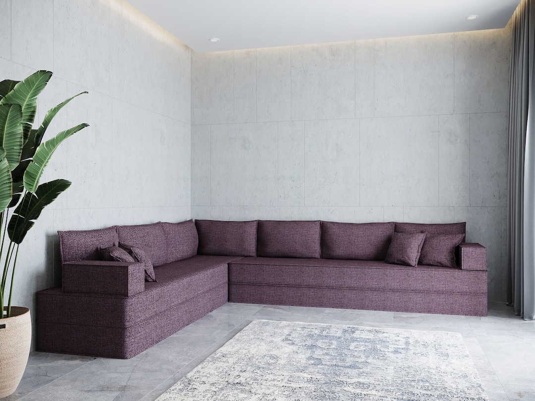 Multi-color L-shaped Floor Sofa, Corner Sofa, Bench Cushion Comfort ...