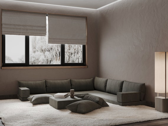 Nubuck L shaped Floor Sofa Arabic Majlis Design Corner Sofa Converts to Bed High density Foam Over 100 Color Choices All Sizes Etsy