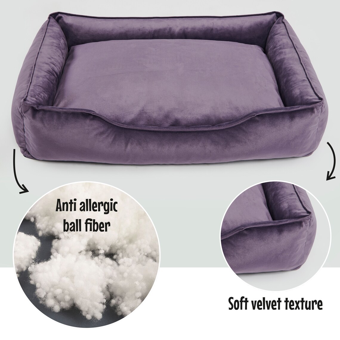 Plush Rectangular Dog Bed With Sides Pet Furniture Bed for - Etsy