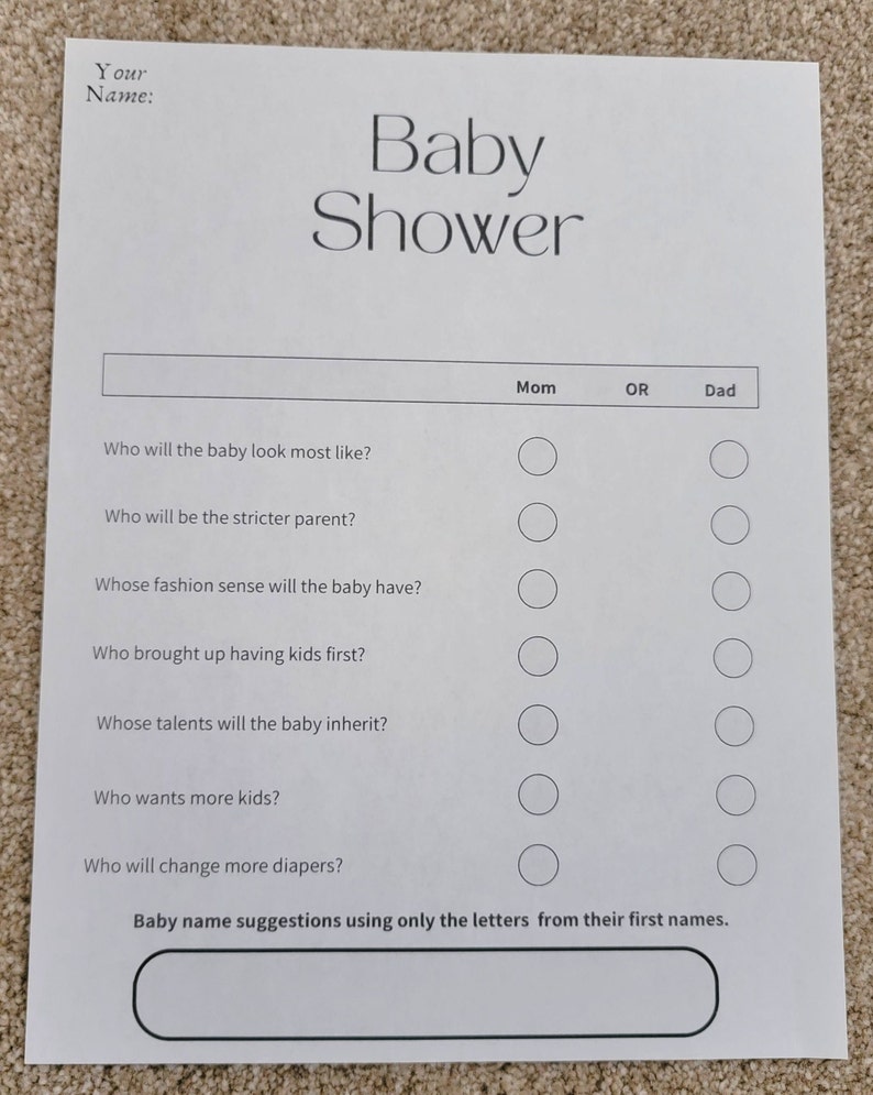 Baby Shower Survey, Baby Shower Game Ideas, Gender Neutral Baby Showers ...