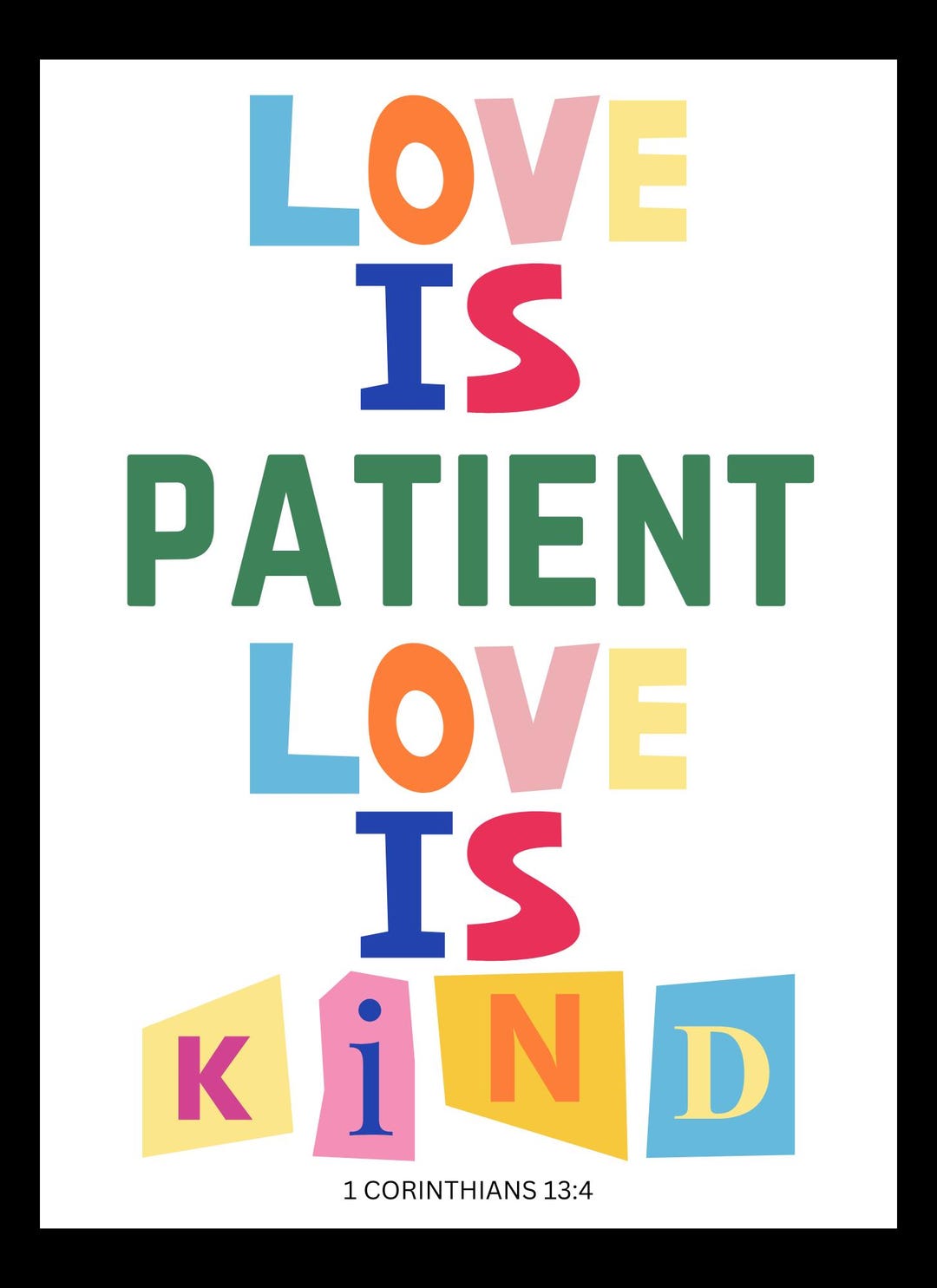 Kids Bible Verse Poster | Love is Patient - Etsy