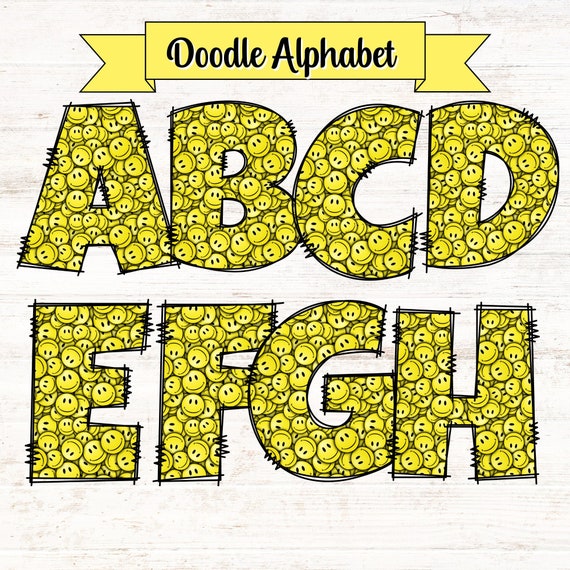 Smiley Face Alphabet PNG Doodle Alphabet Doodle Letters A-z - Etsy UK