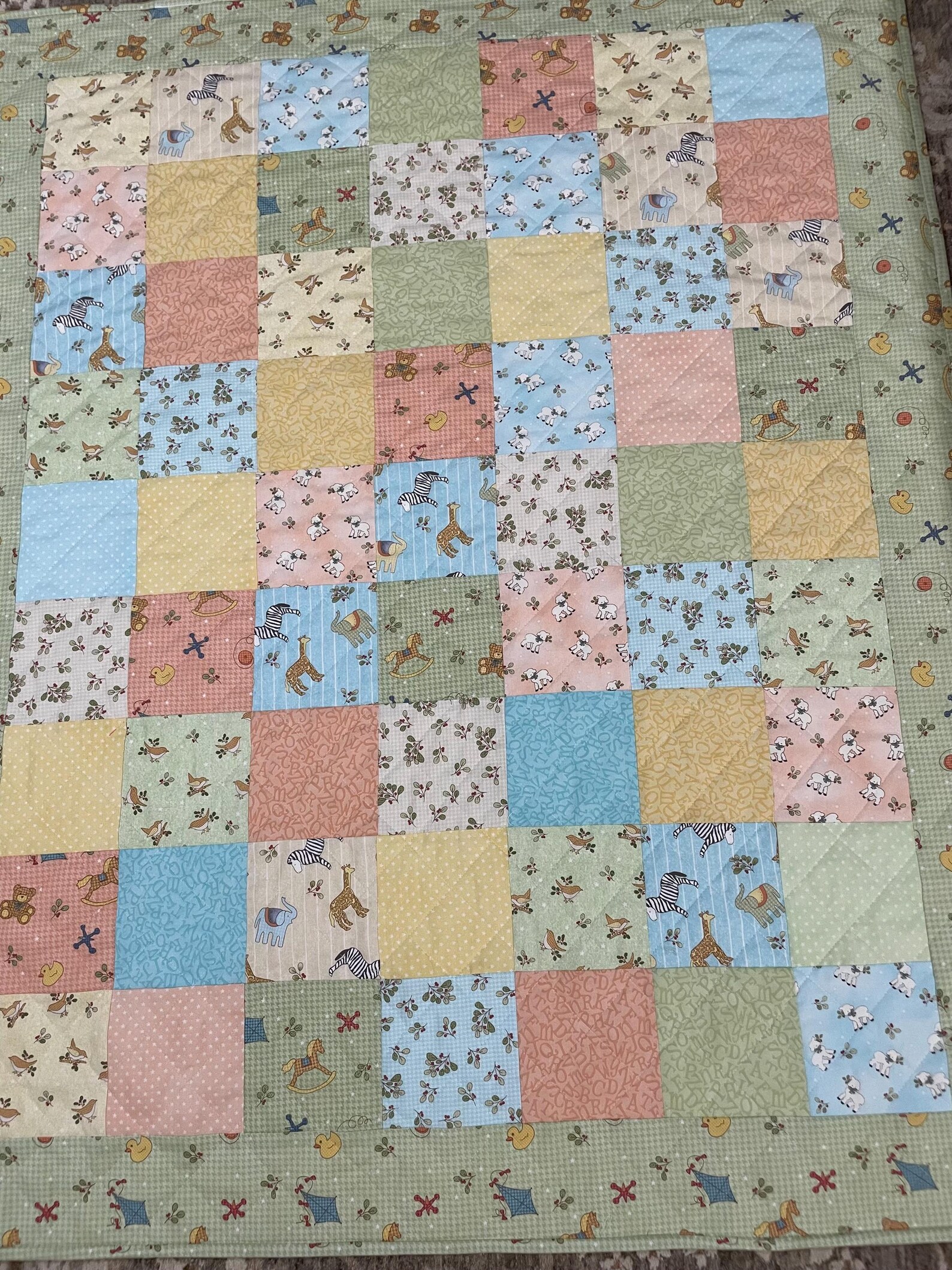 Gender Neutral Baby Quilt, Handmade Baby Quilt, Baby Nursery Gift, Baby ...
