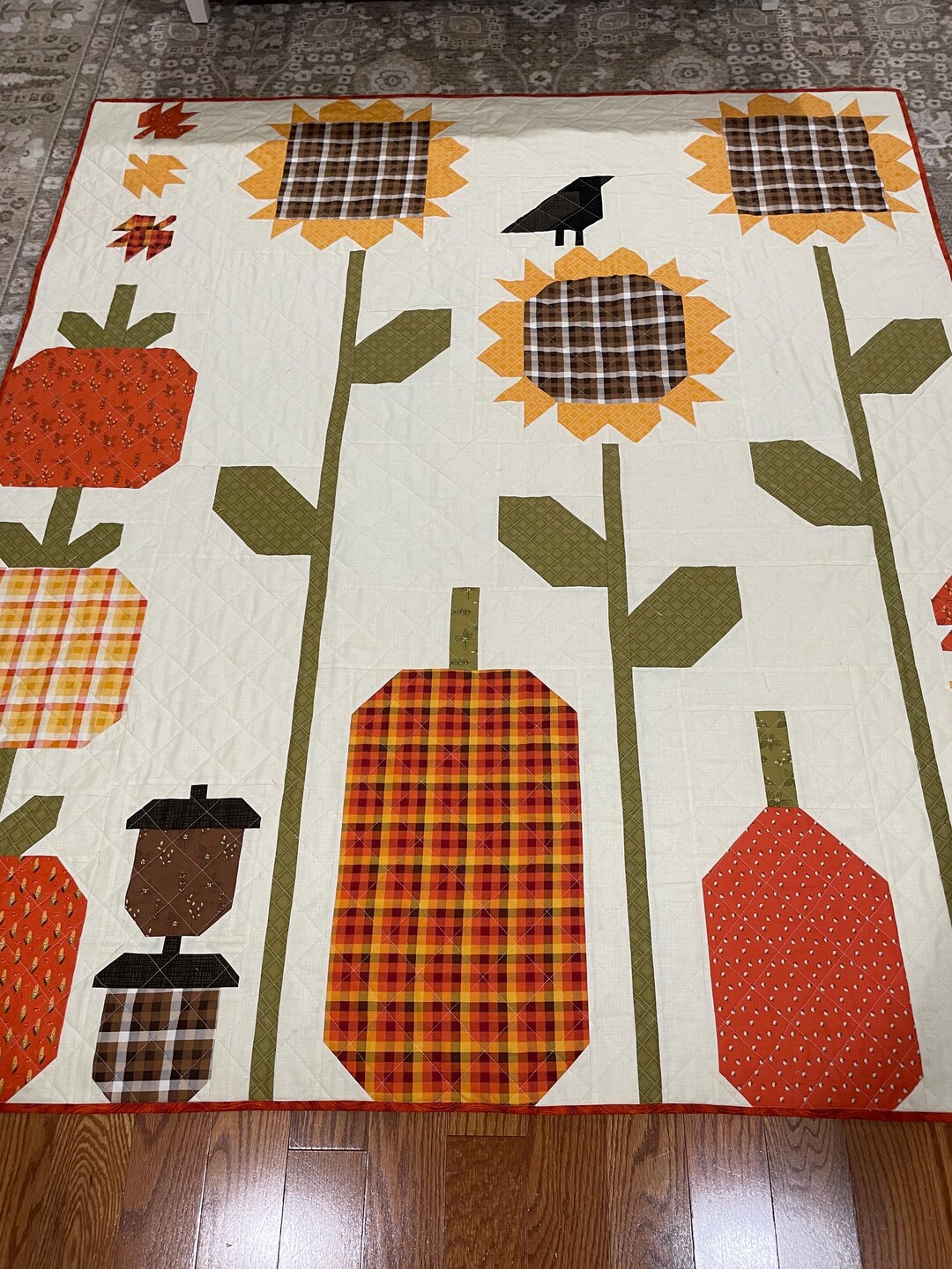Fall Quilt, Handmade Fall Quilt, Pumpkin Quilt, Sunflower Quilt, Home ...
