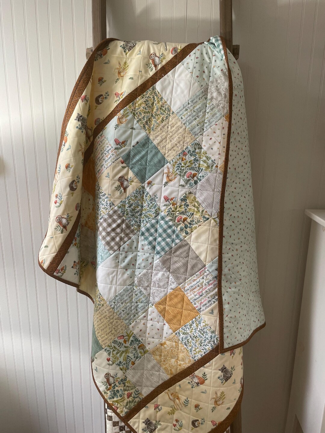 Gender Neutral Baby Quilt, Handmade Baby Quilt, Woodland Baby Quilt ...