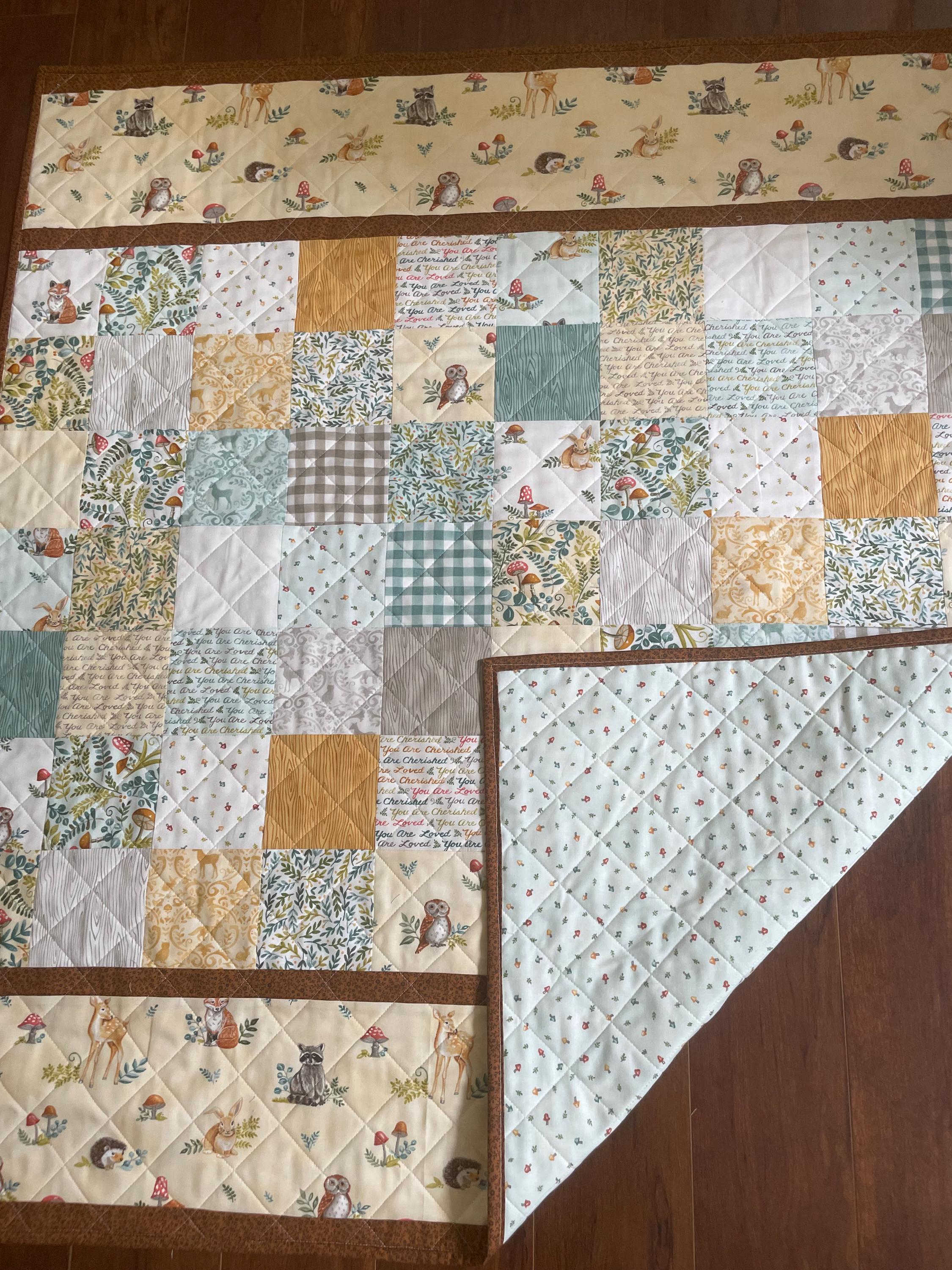 Gender Neutral Baby Quilt, Handmade Baby Quilt, Woodland Baby Quilt ...