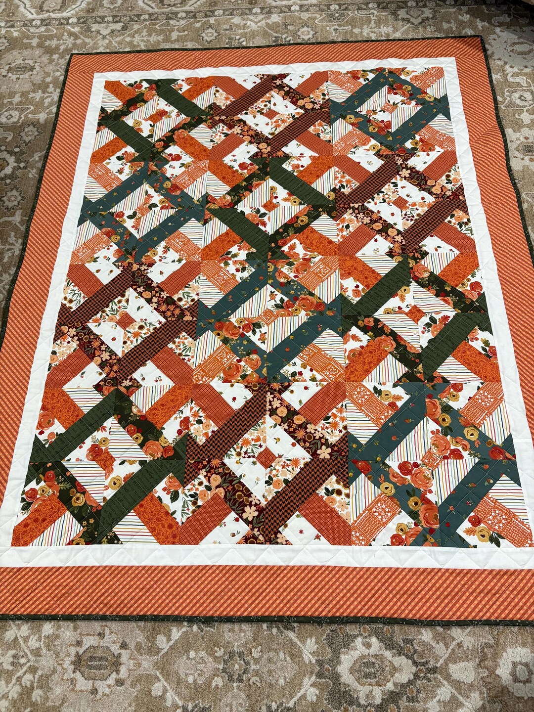 Handmade Autumn Lap Quilt: Floral Print, Fall Colors - Etsy