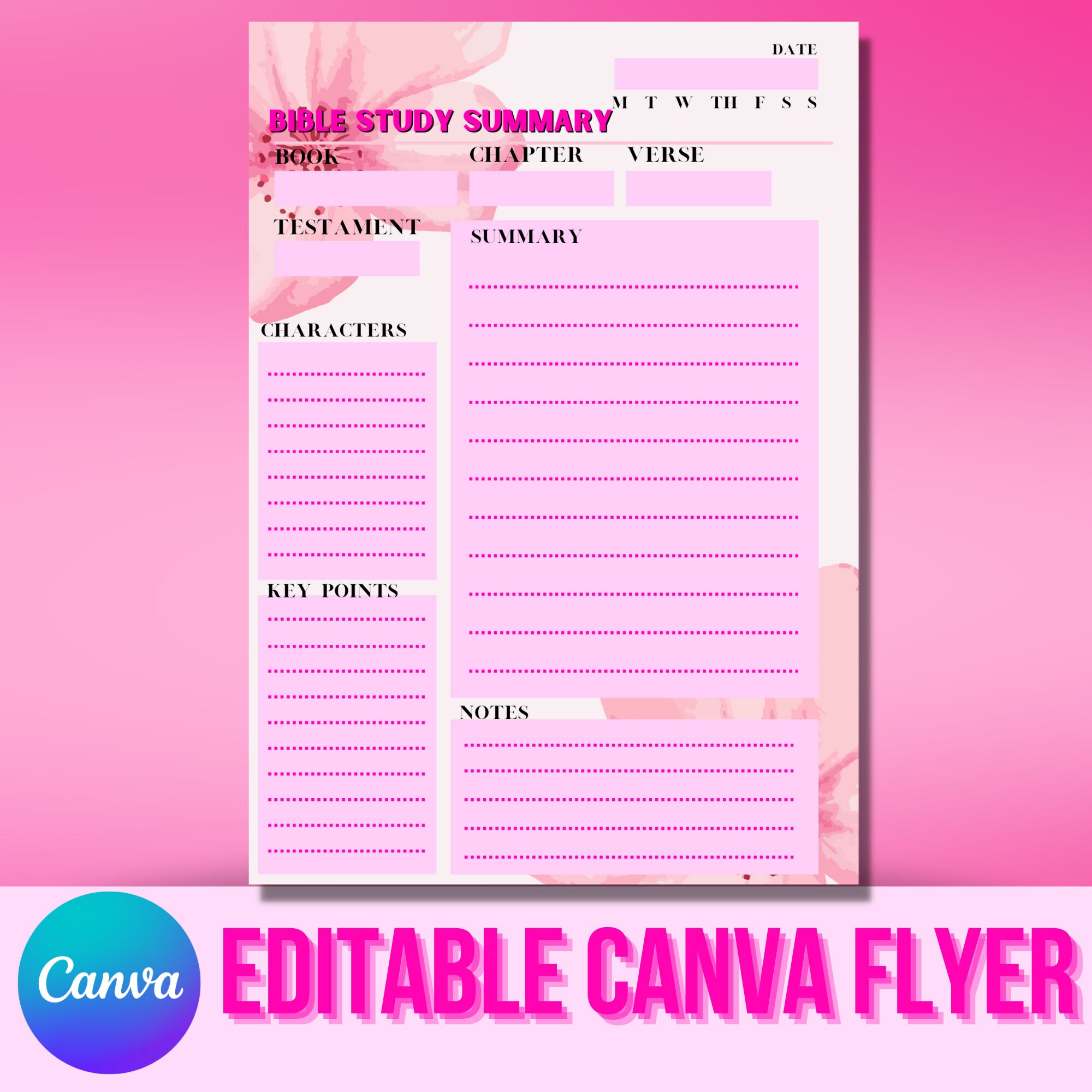 Bible Study Printable Bible Chapter Summary Bible Study Journal Pages