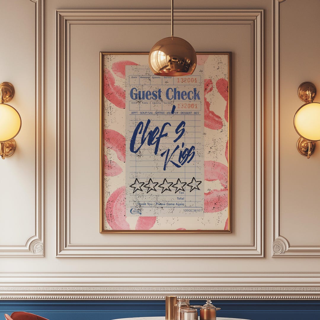 Chefs Kiss Wall Art Chefs Kiss Poster Guest Check Wall Art Red Lips ...
