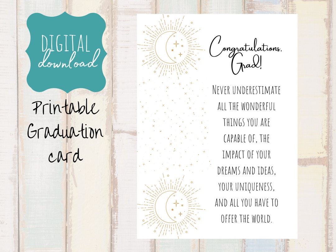 PRINTABLE Graduation Card, Graduation, Grad, High School, College ...