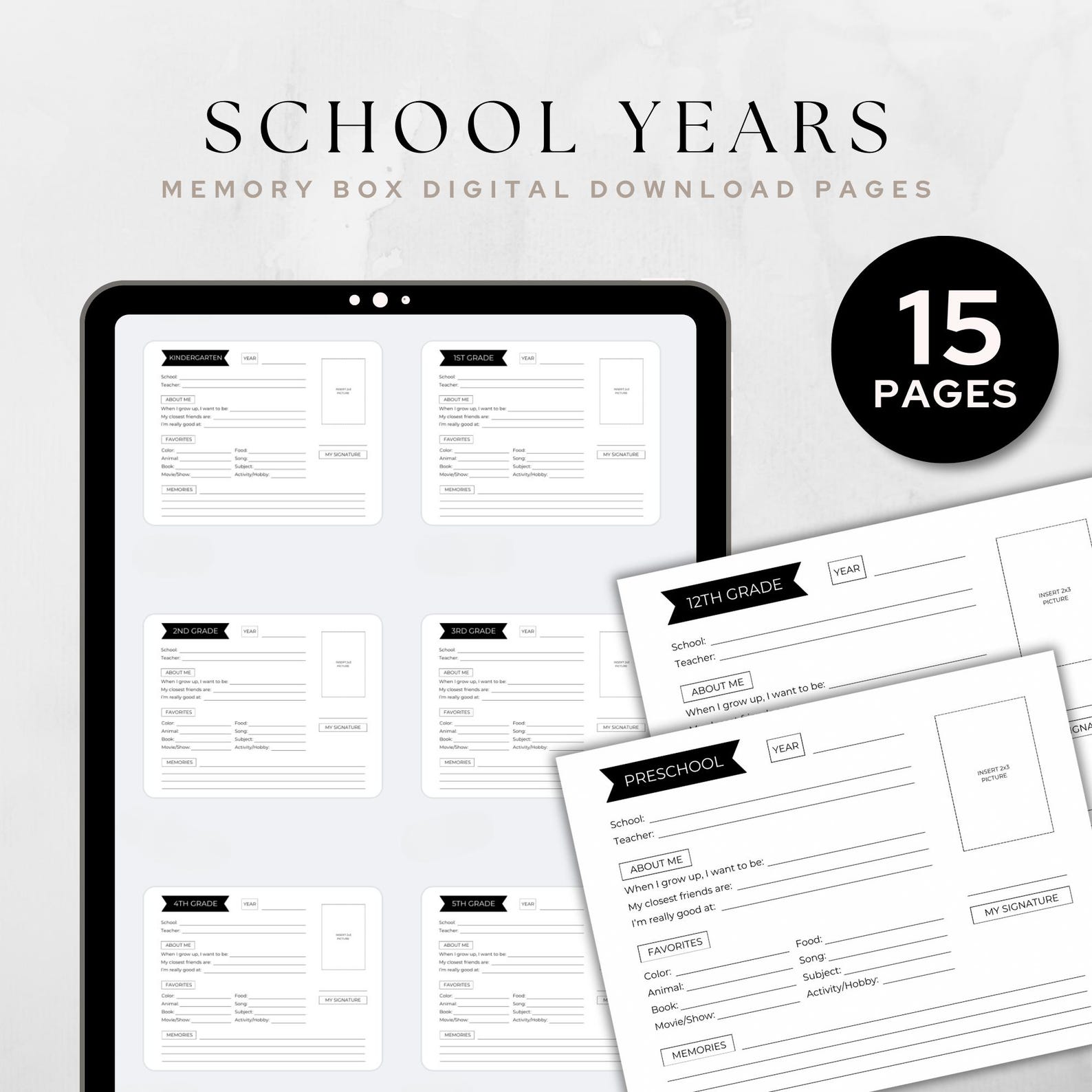 School Years Memory Box | Customizable Name Labels + File Tabs ...