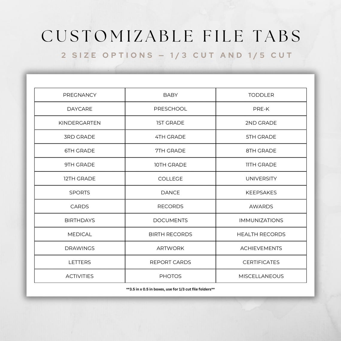 School Years Memory Box | Customizable Name Labels + File Tabs ...