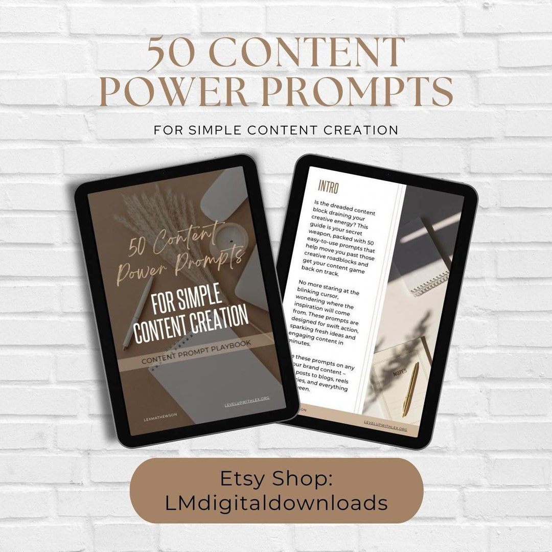 50 Content Power Prompts Playbook | Content Creation | Canva Template ...