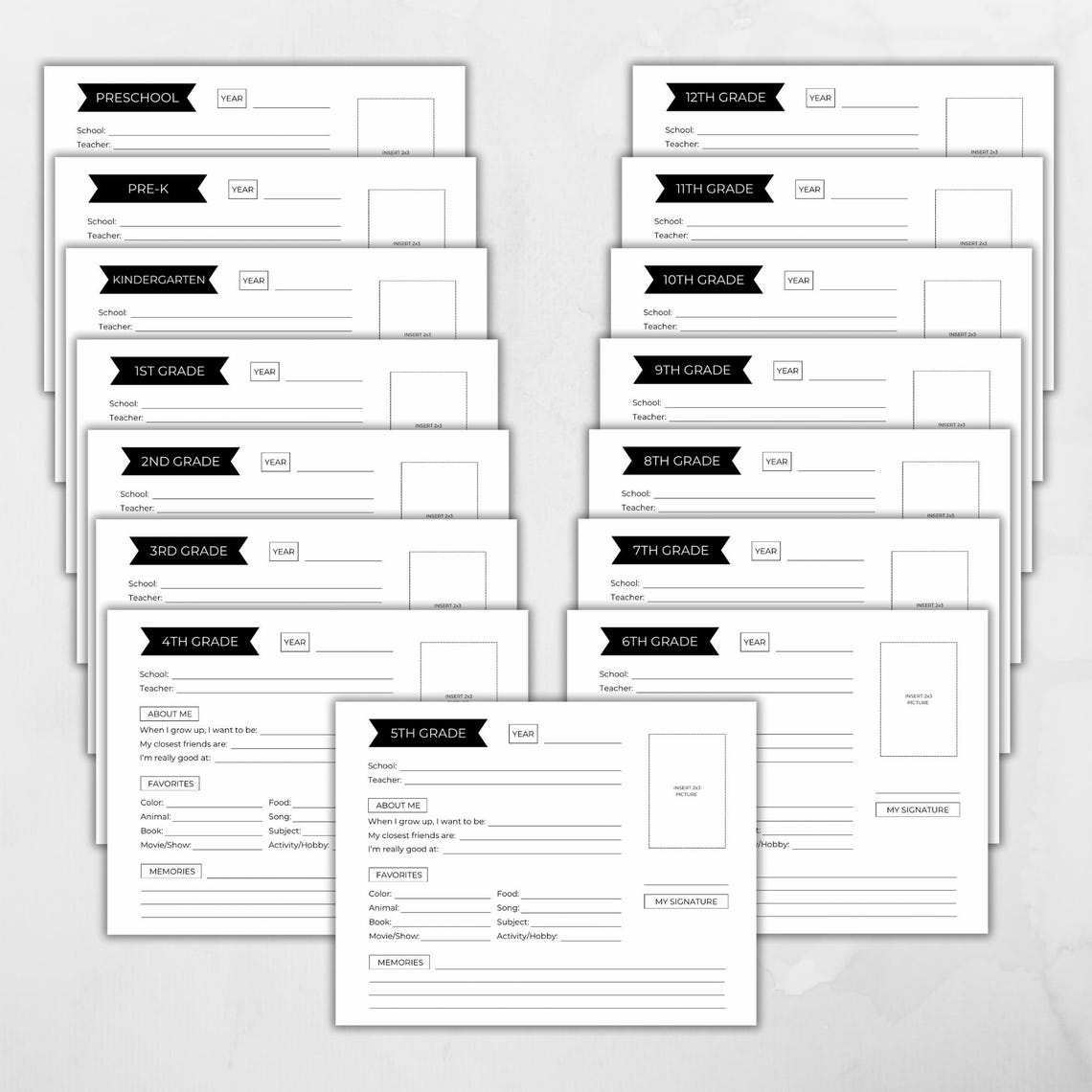 School Years Memory Box | Customizable Name Labels + File Tabs ...