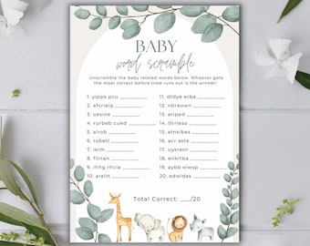 Baby Word Scramble Modern/simple/minimalistic Baby Shower Game Answer ...