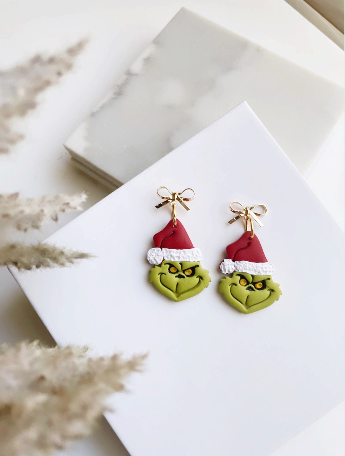 The Grinch Stole Christmas Earrings, Polymer Clay Holiday Earrings ...