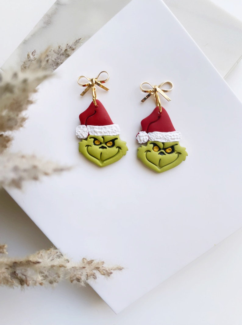 The Grinch Stole Christmas Earrings, Polymer Clay Holiday Earrings ...
