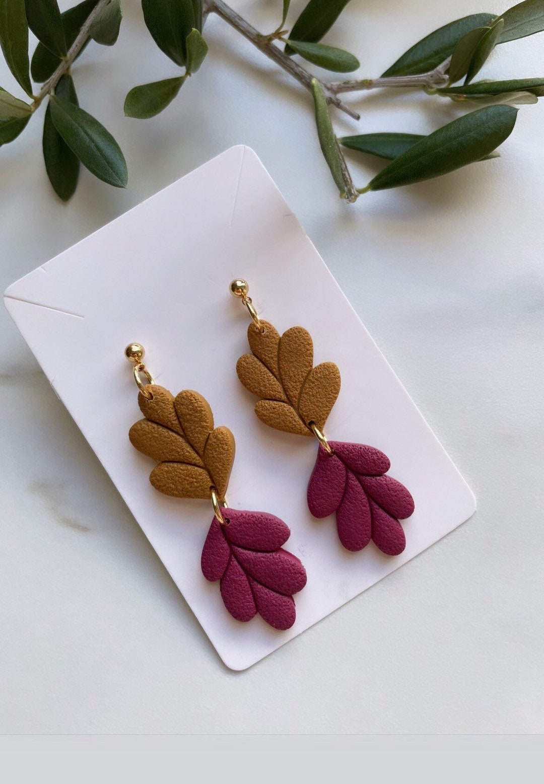 Autumn Leaves Fall Earrings Dangle Clay Earrings Leaf - Etsy