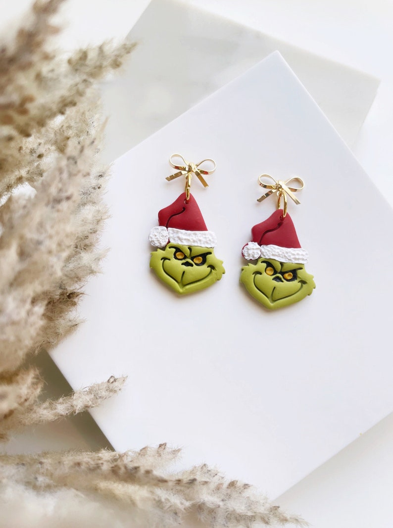The Grinch Stole Christmas Earrings, Polymer Clay Holiday Earrings ...