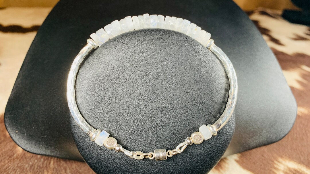 Moonstone and Hill Tribe Silver Bracelet - Etsy