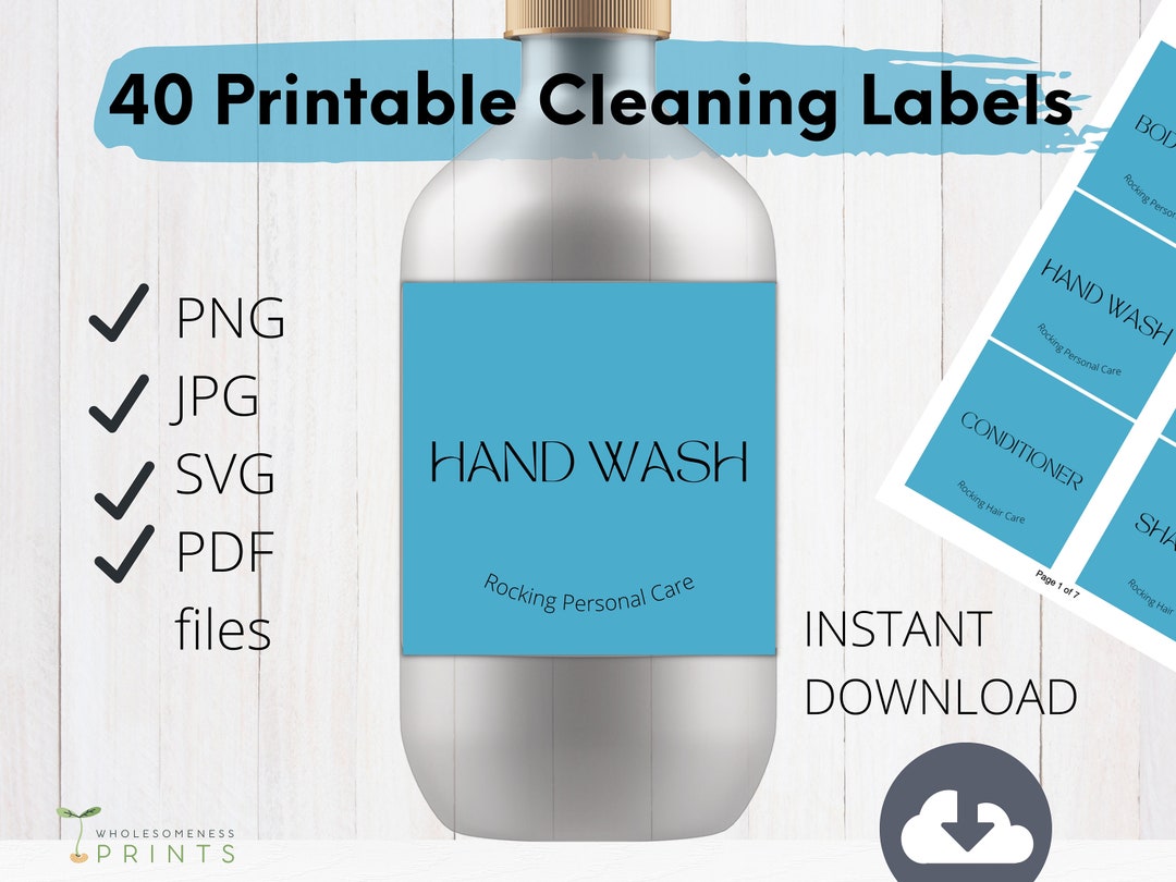 40 Editable Cleaning Labels Printable Blue Household - Etsy