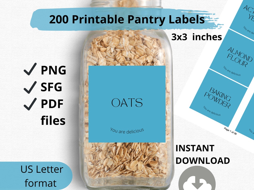 200 Blue Pantry Labels / Printable / Editable / Digital - Etsy