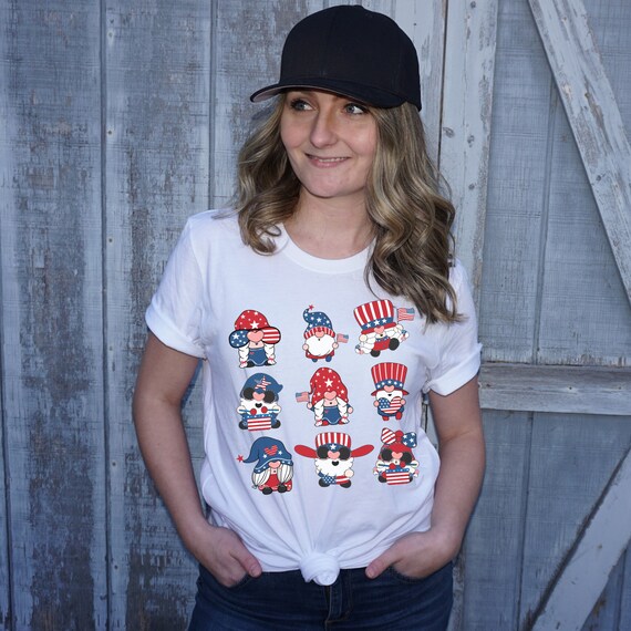 Patriotic Gnome Red White And Blue Shirt 4th Of July Usa Etsy