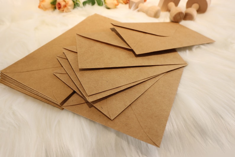 50pcs Kraft Envelope, Wedding Invitations Envelope, Brown Vintage Kraft ...