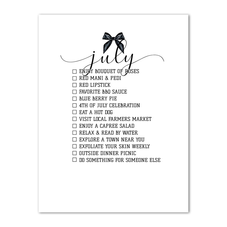 July Living to Do List | Seasonal to Do | Summer Bucket List - Etsy