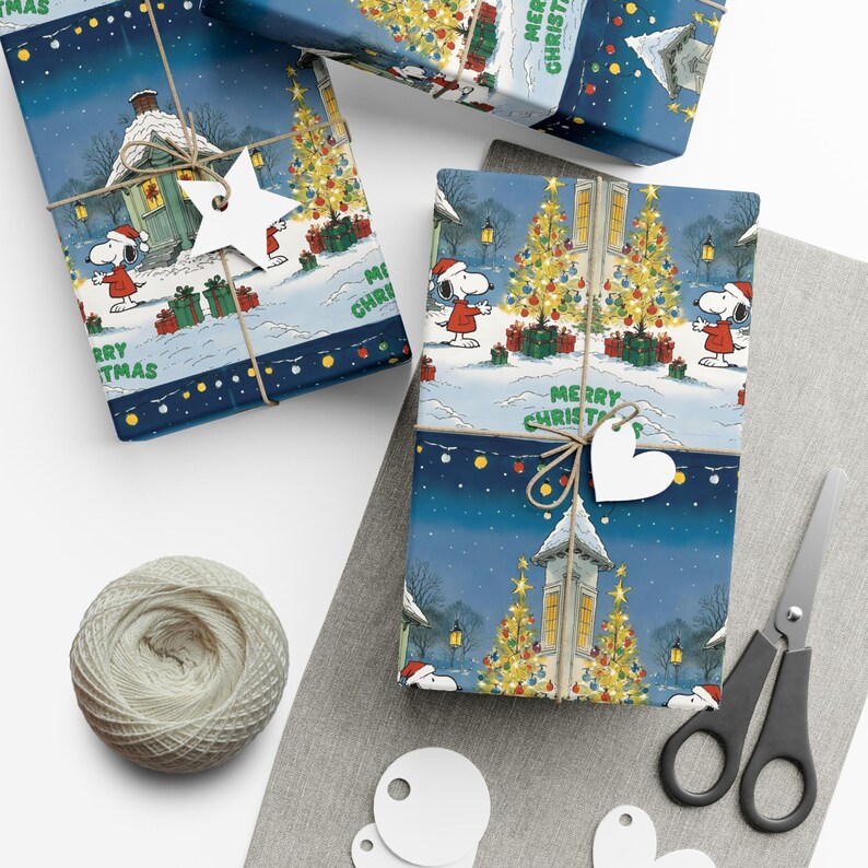 Christmas Snoopy Gift Wrap Papers Holiday Present Packaging, Festive ...