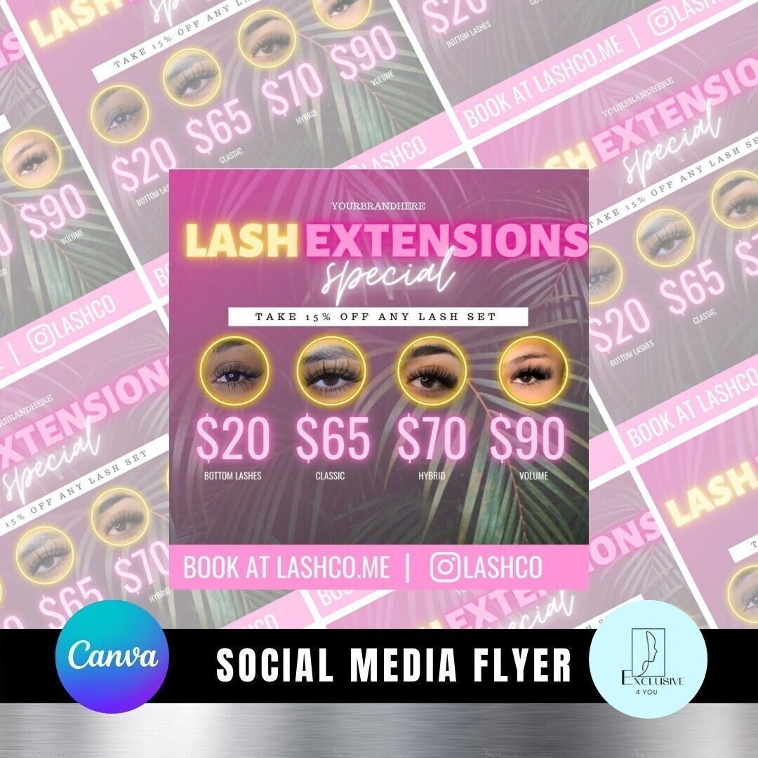 LASH FLYER, Lash Sale Flyer, Social Media Flyer, Book Now Flyer, Lash ...