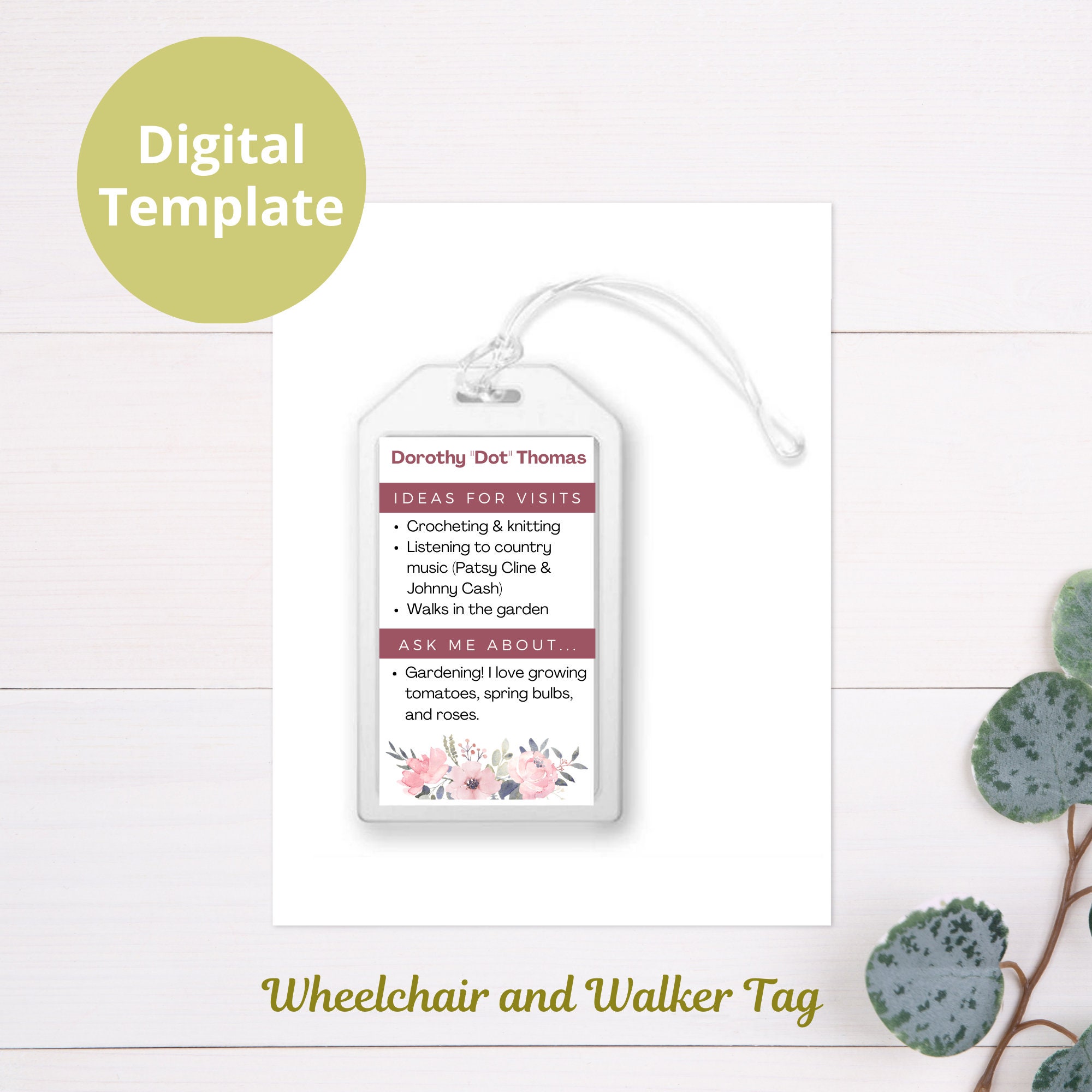 Walker & Wheelchair Tag 3x5.5 for Dementia - Etsy