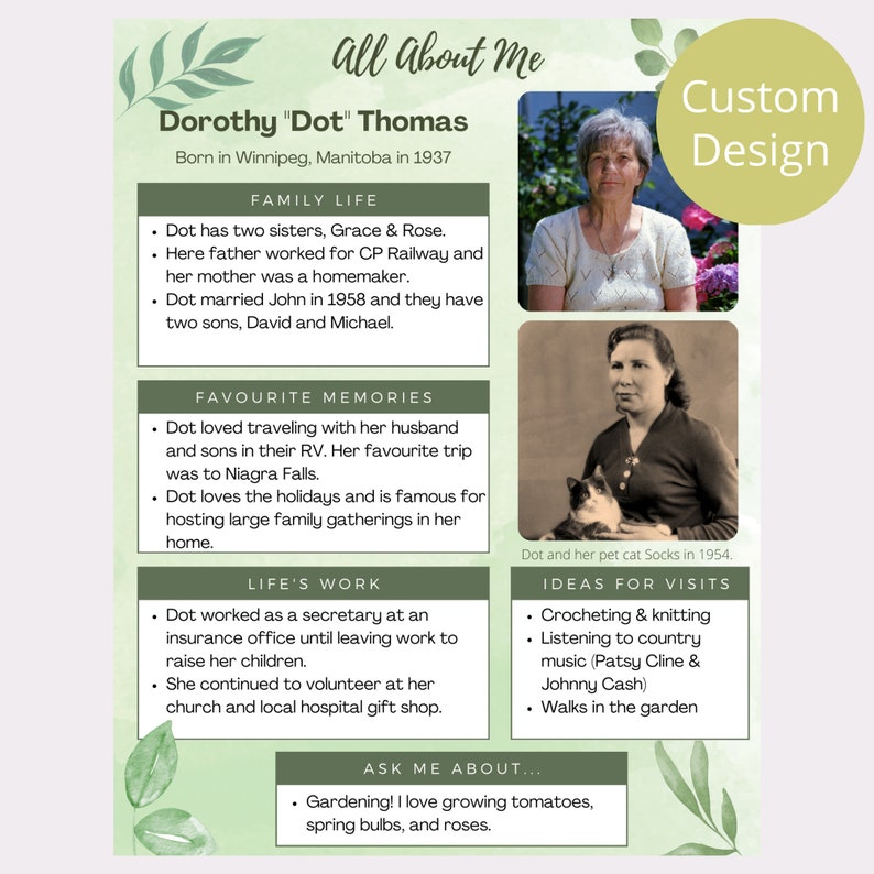 Instant Download Canva Template Life Story Print for Senior - Etsy Canada