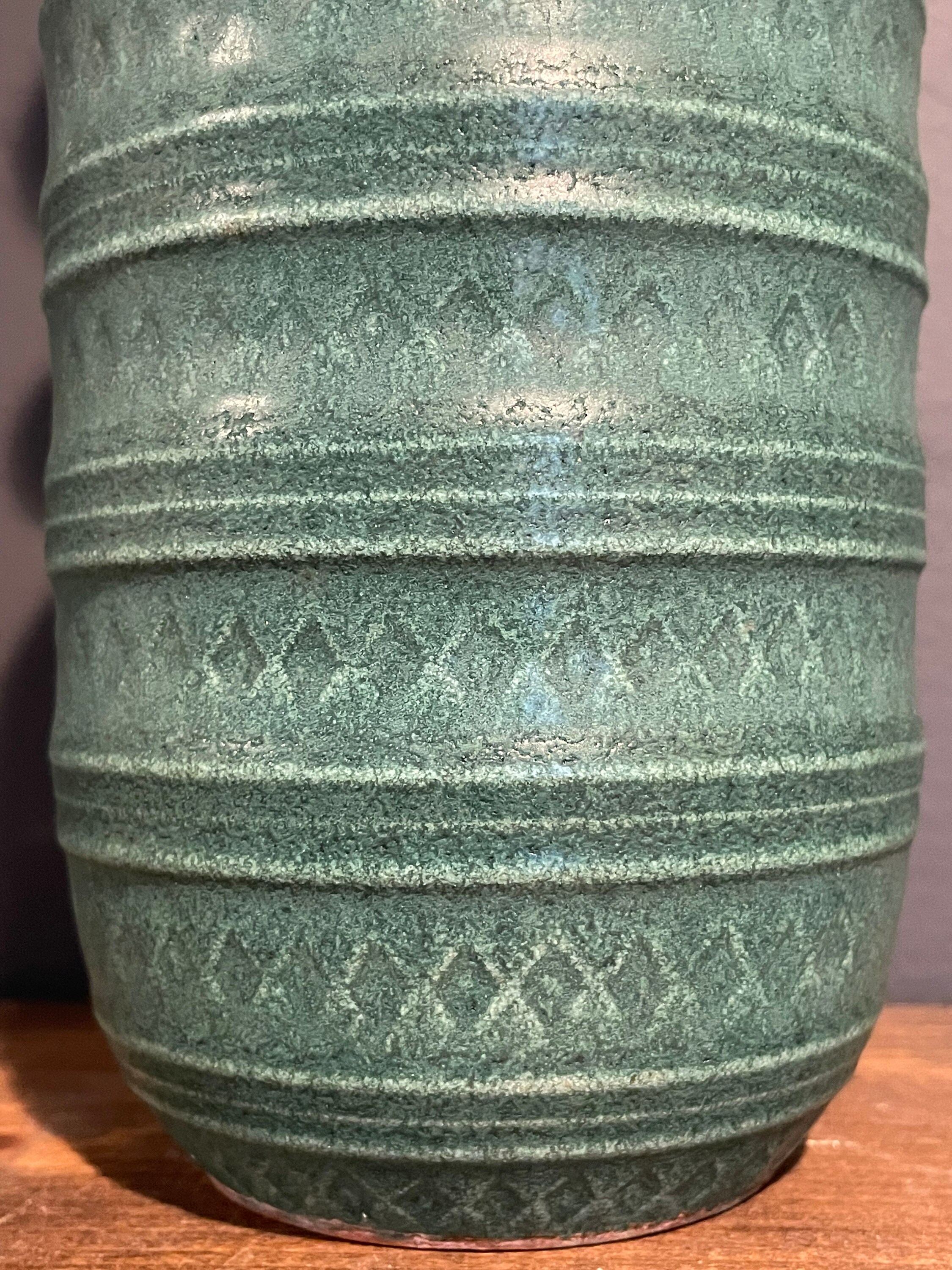 Vintage Teal Green Geometric Art Pottery Vessel Double - Etsy