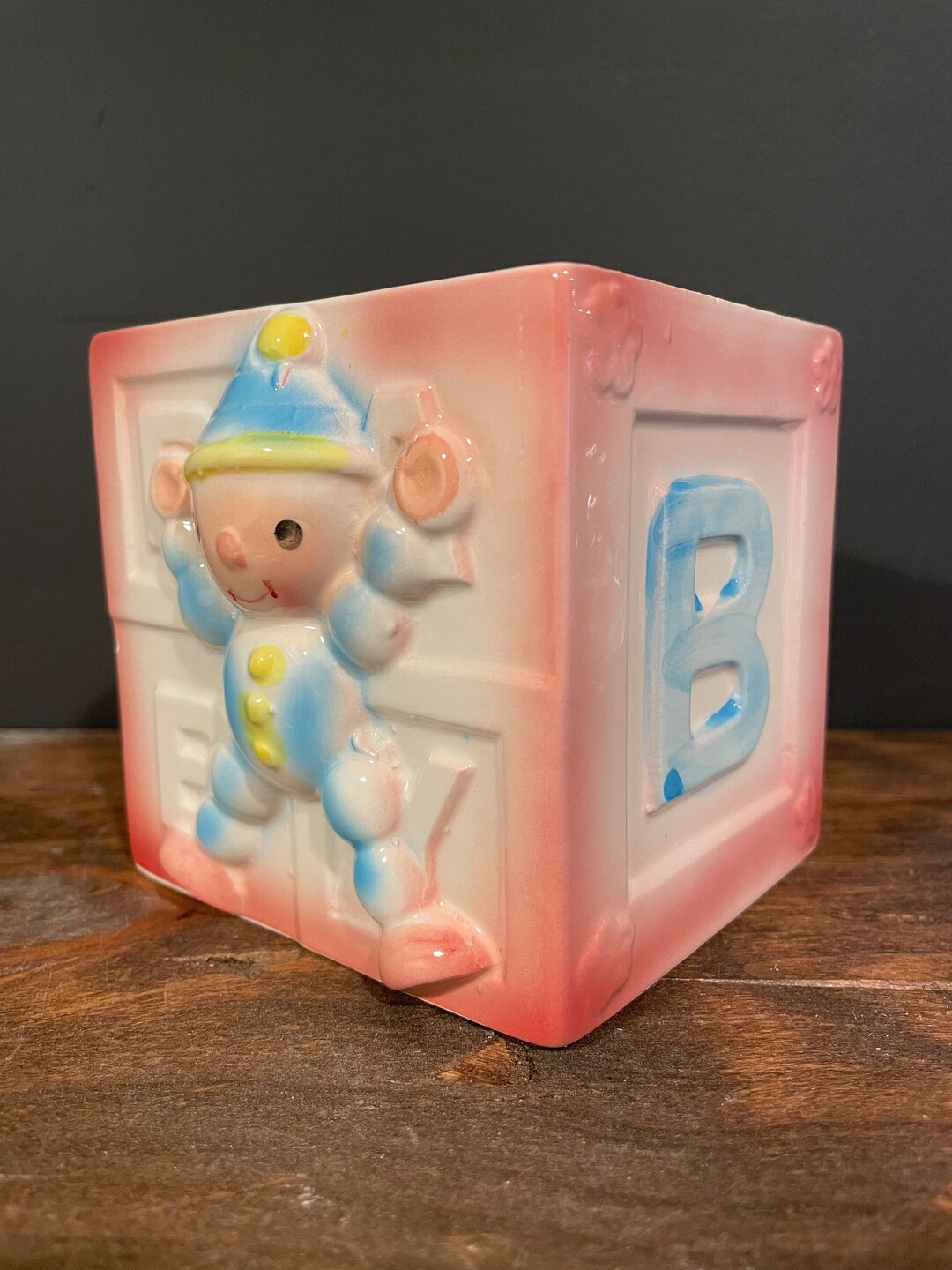 Vintage Baby Block Planter by Rubens Originals, Hand Painted, Made in ...