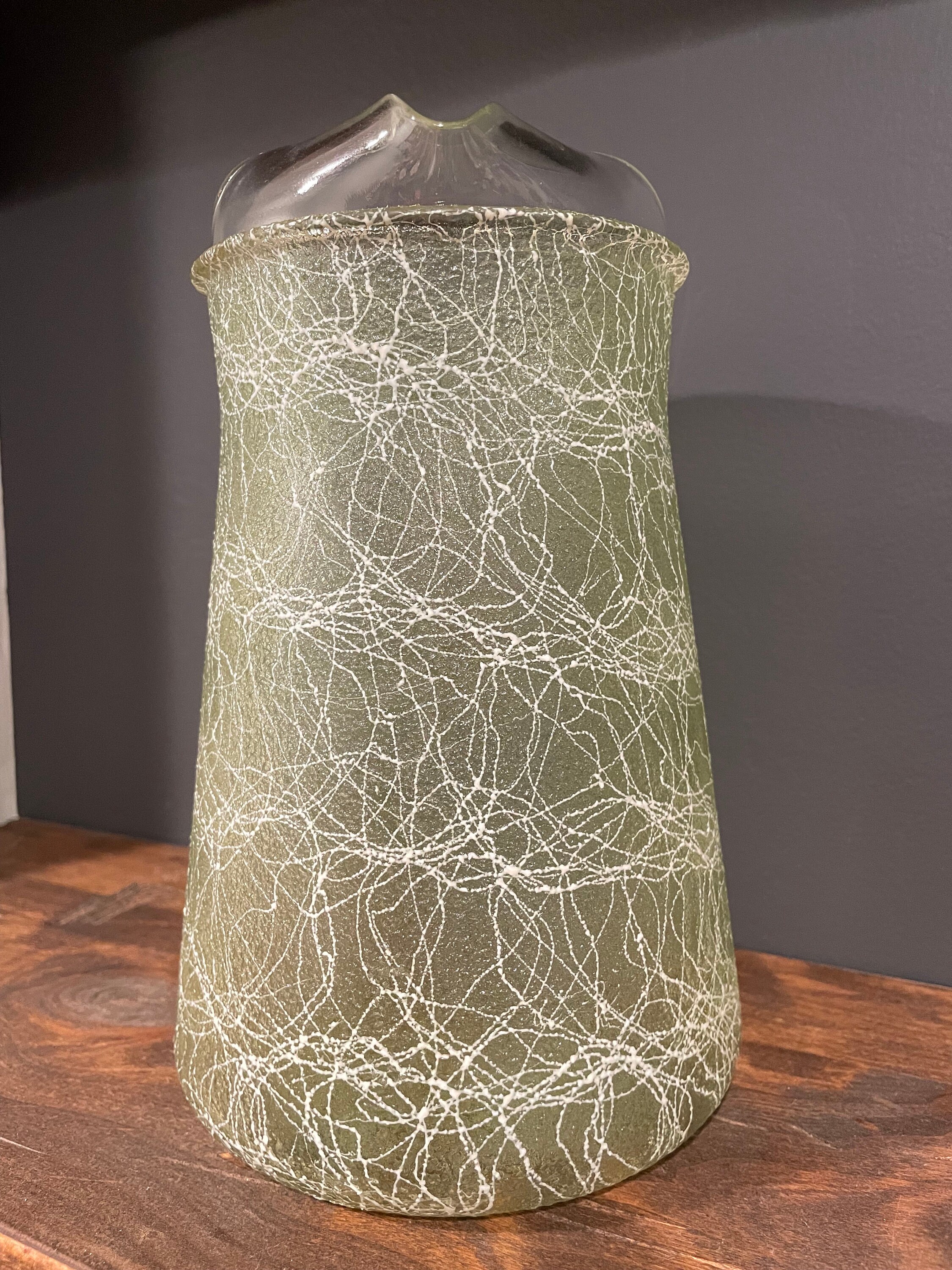 Vintage Spaghetti String Glass Pitcher Light Seaglass Green - Etsy