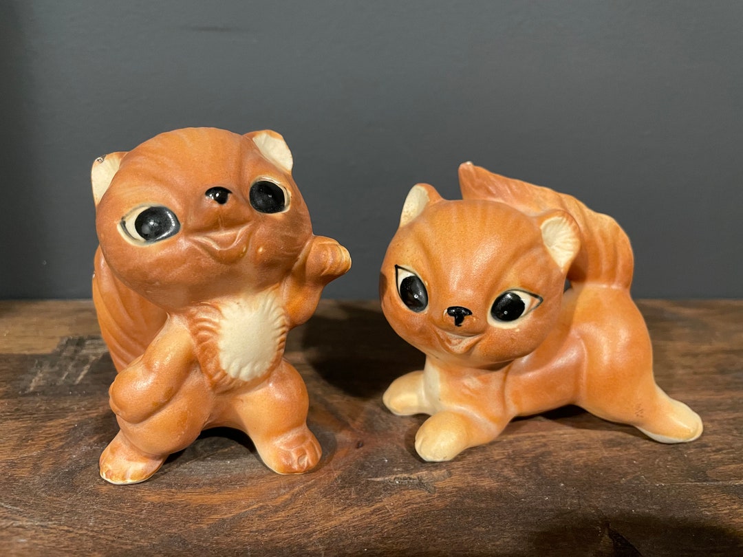Vintage Ceramic Squirrel Figurines: 1960s Japan Hand-painted Critters ...