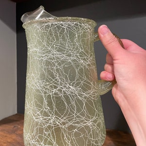 Vintage Spaghetti String Glass Pitcher, Light Seaglass Green Color ...