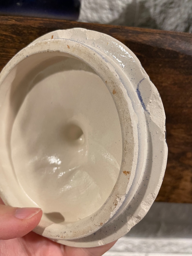 Antique Salt Glaze Flow Blue Stoneware Hanging Salt Crock With - Etsy