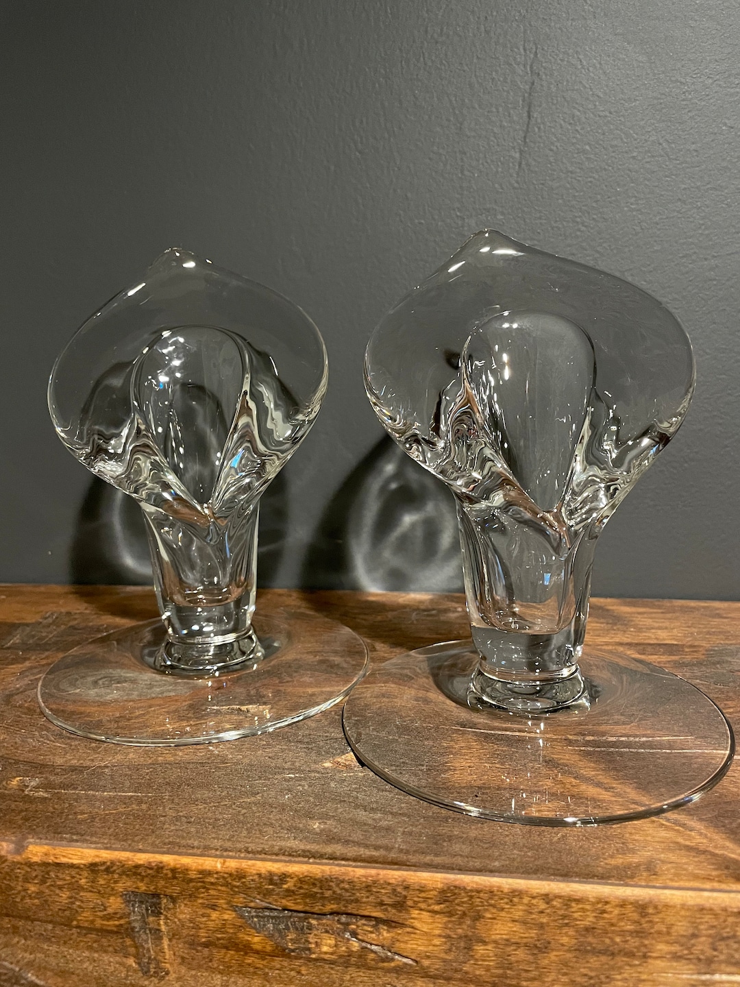 Vintage Cambridge Glass Pristine Pattern Calla Lilly Candle Holder Pair ...