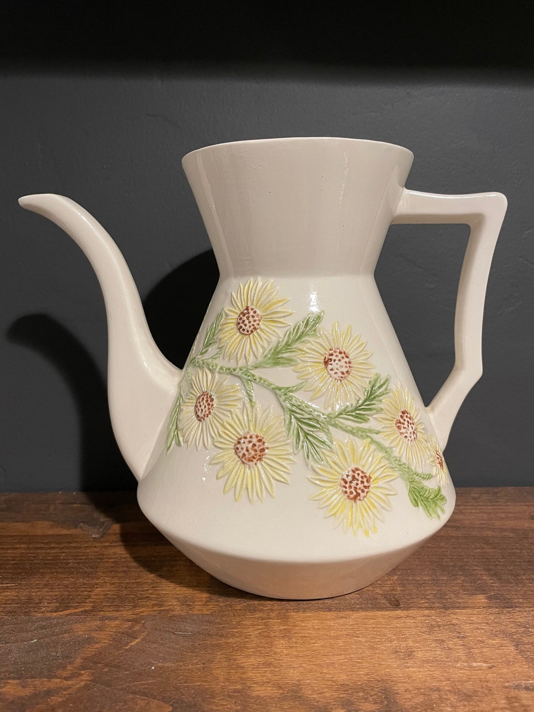 Vintage Teapot With Daisies, Black-eyed Susans, Hand Painted, 1975 ...